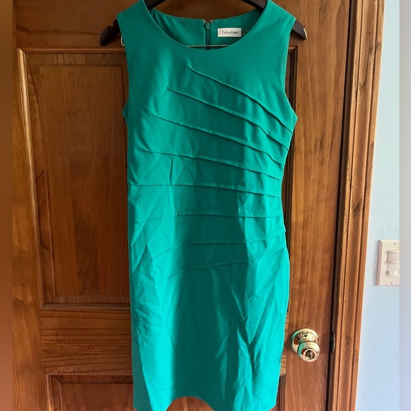 Calvin Klein | Dresses | Calvin Klein Green Dress Pleated | Poshmark
